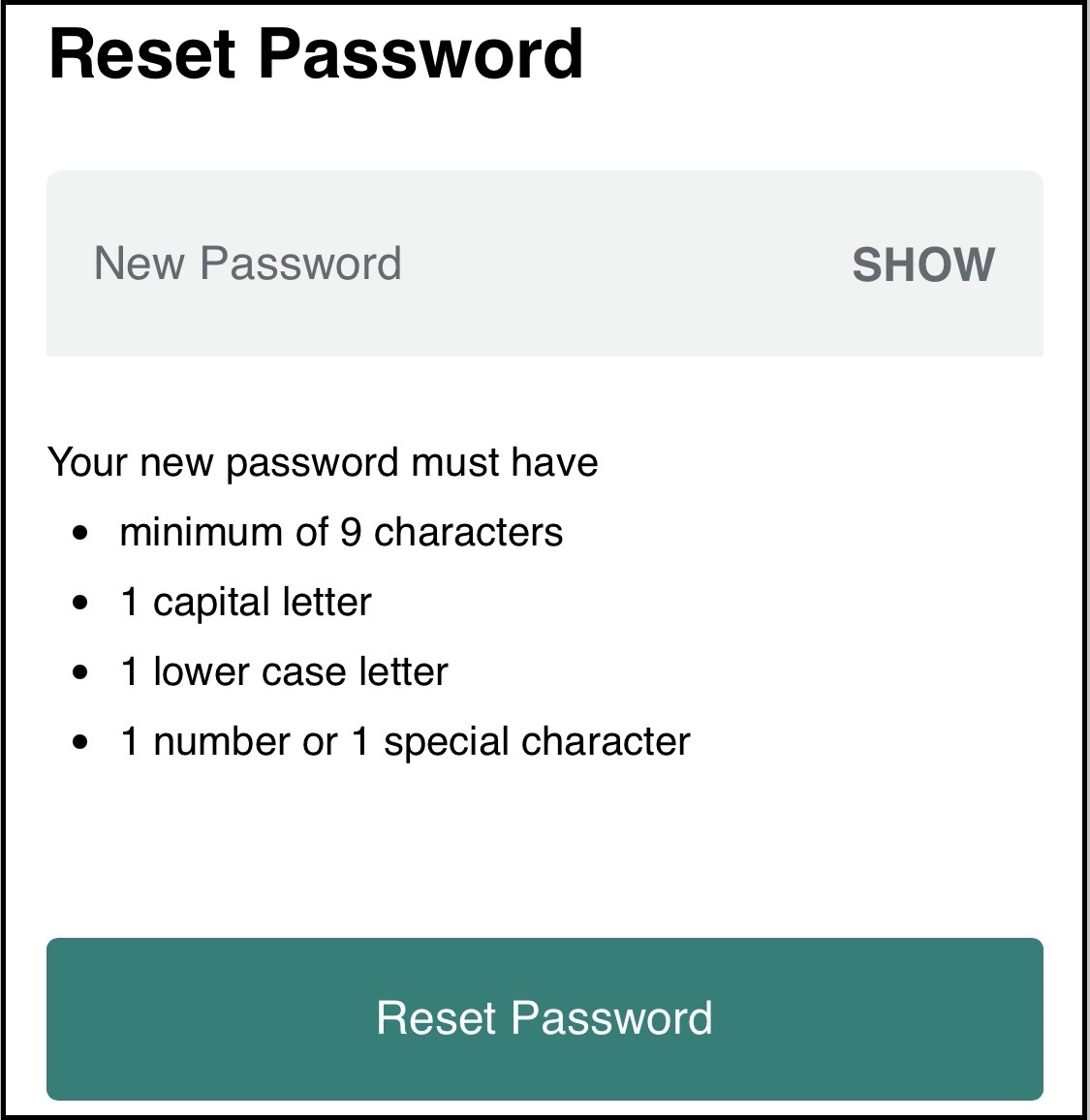 Password reset – Thrive